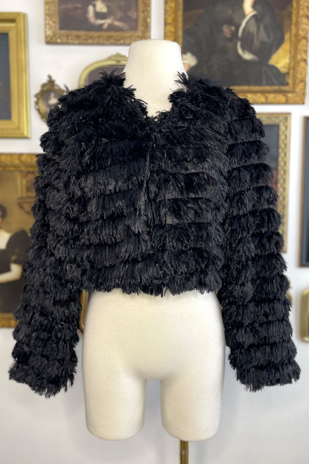 ROSALINDA FAUX FUR SHAGGY JACKET – BLACK + MOON
