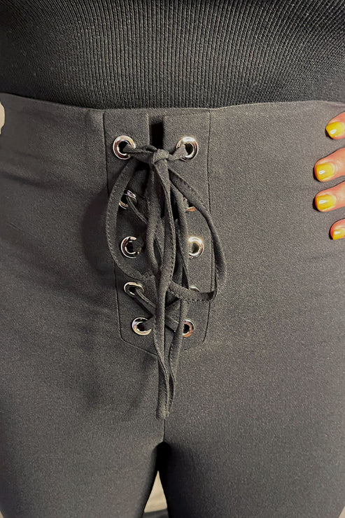 ELSIE LACE-UP PANTS – BLACK + MOON