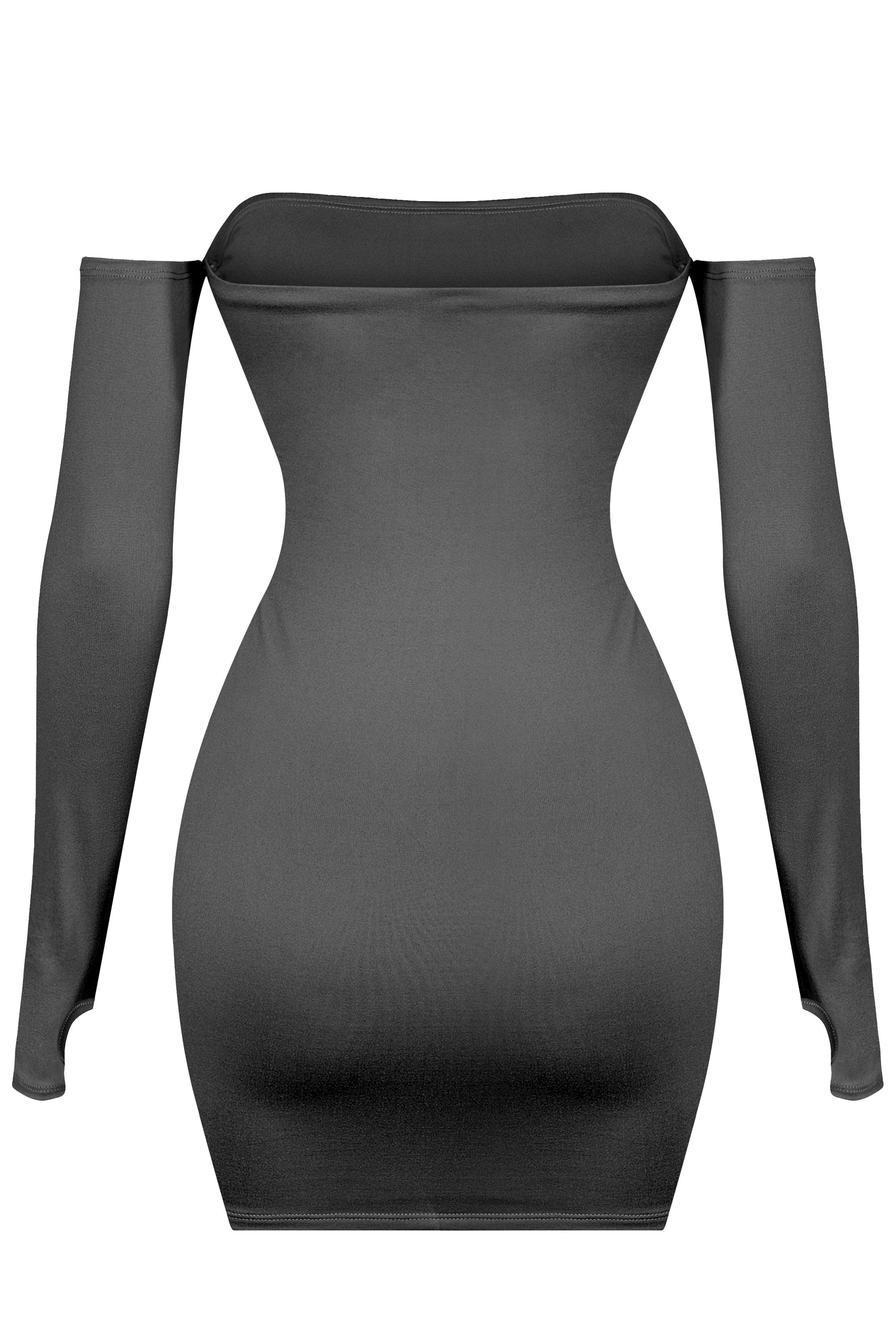 YVETTE LONG SLEEVE OFF SHOULDER MINI DRESS – BLACK + MOON